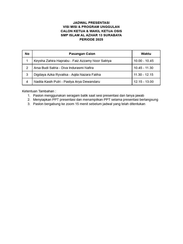 Jadwal Presentasi | PDF