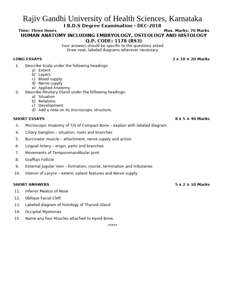 BDS - 1178 - General Anatomy Including Embryology and Histology - Gattp ...