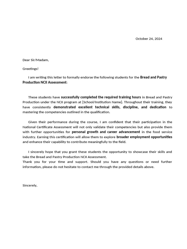 Endorsement For Assessment | PDF
