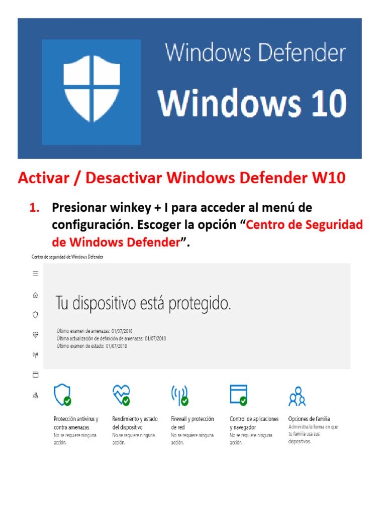 Activar y Desactivar Windows Defender W10 | PDF