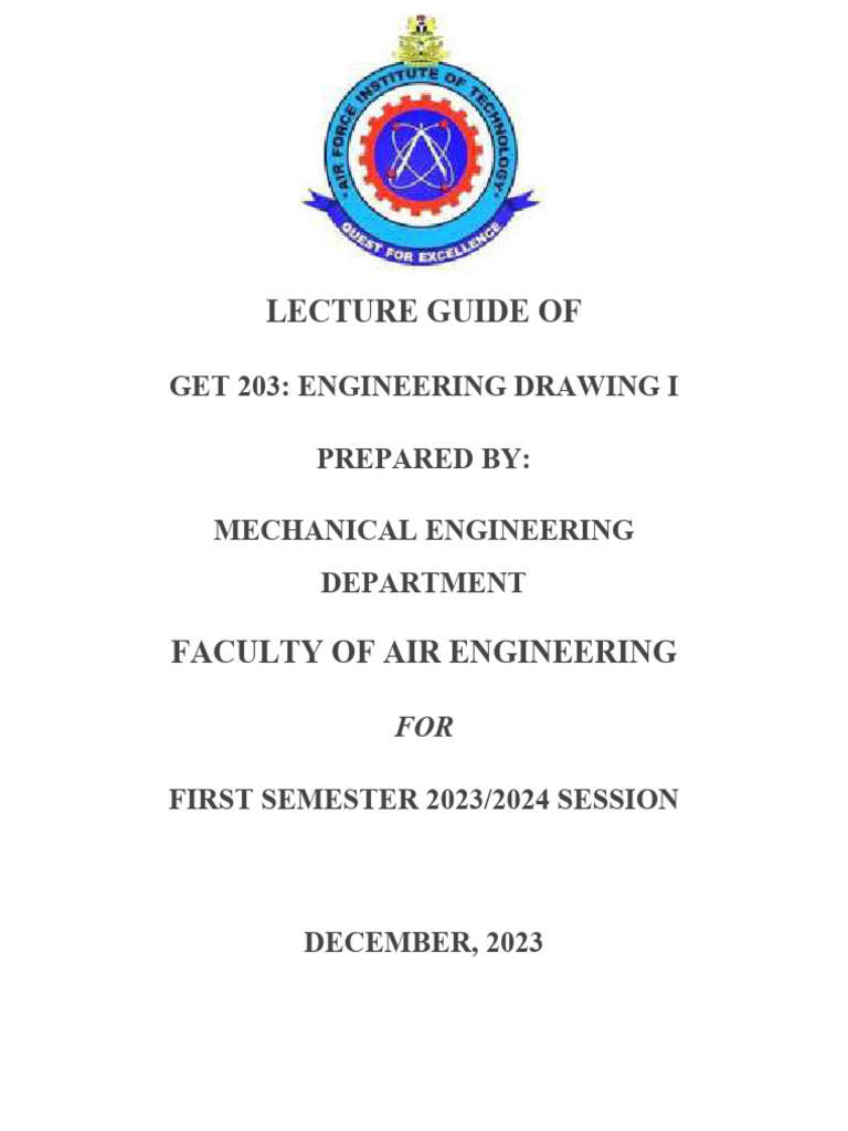 GET 203 - Engineering Drawing I 2023 - 2024 Session Lecture Guide | PDF ...