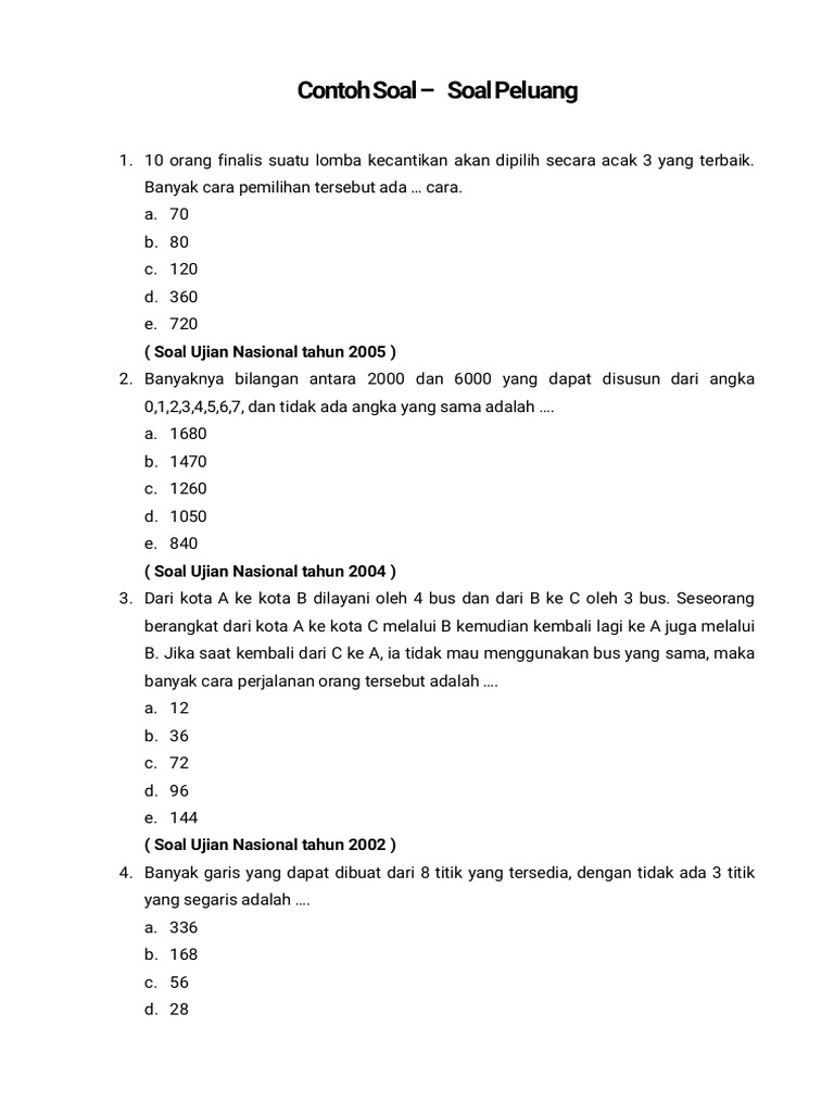 Kumpulan Soal Soal Peluang | PDF