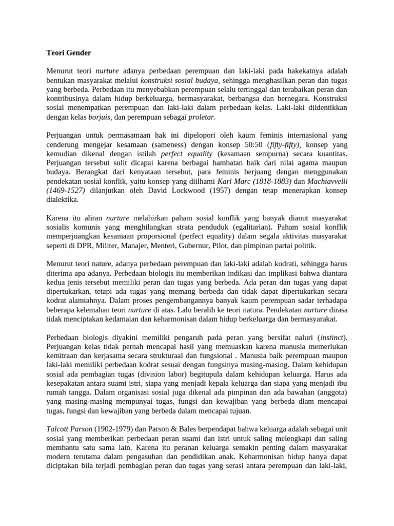 Teori Gender Dan Ketidakadilan Sosial Pdf