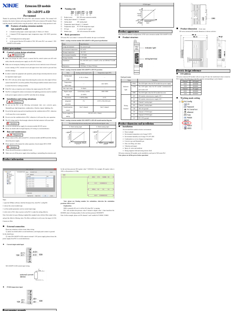 XD-2AD2PT-A-ED Module Manual | PDF | Programmable Logic Controller | Power Supply