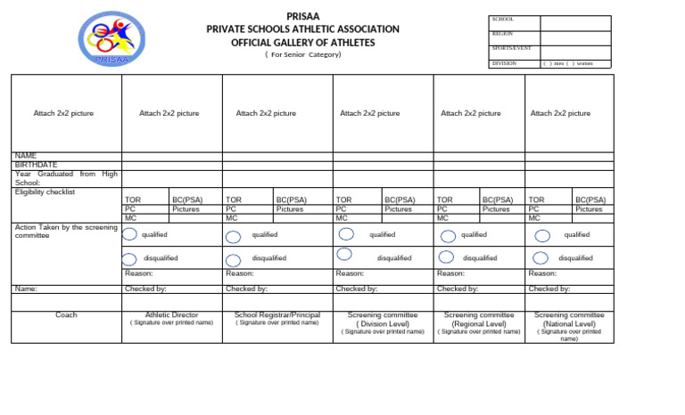 Prisaa Gallery Form (College) | PDF