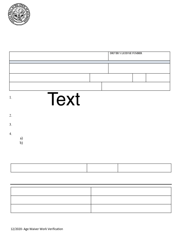 Age Waiver-Work Verification | PDF