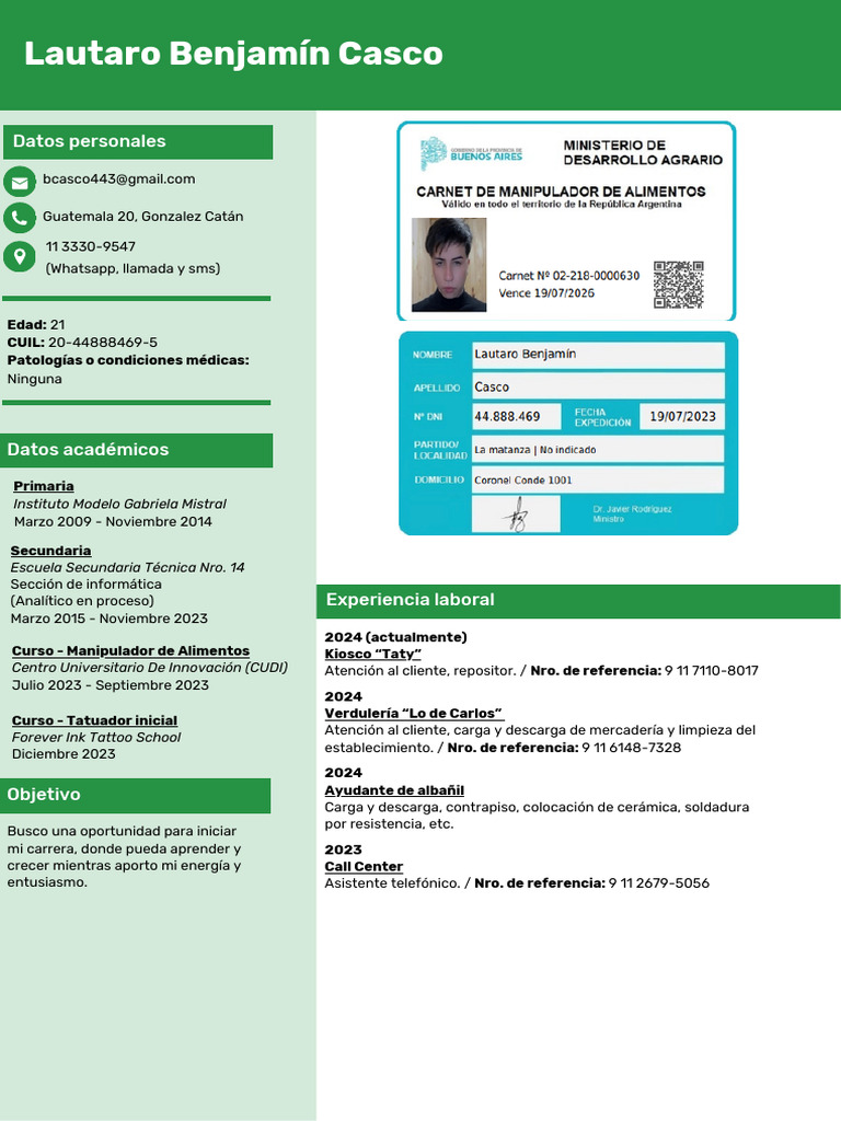 Benjamín Casco CV | PDF