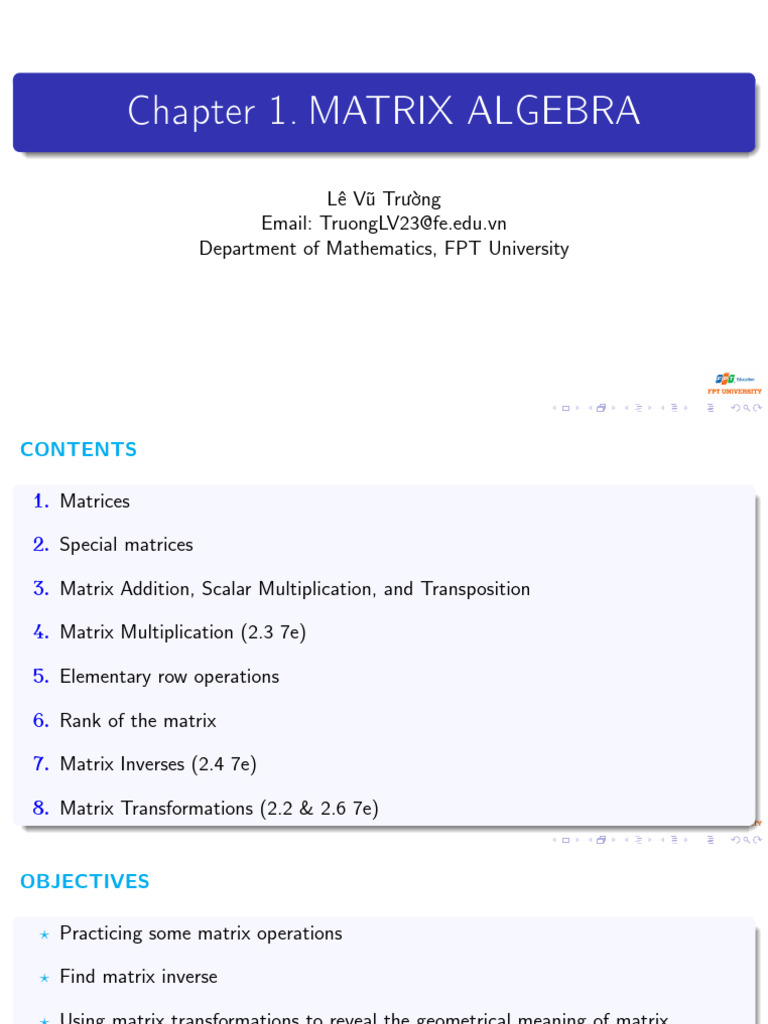 Chapter 1. Matrix Algebra_Ver4.6 | PDF | Matrix (Mathematics) | Functions And Mappings