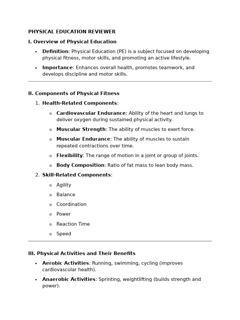Essential Physical Education Guide | PDF | Physical Fitness | Physical ...