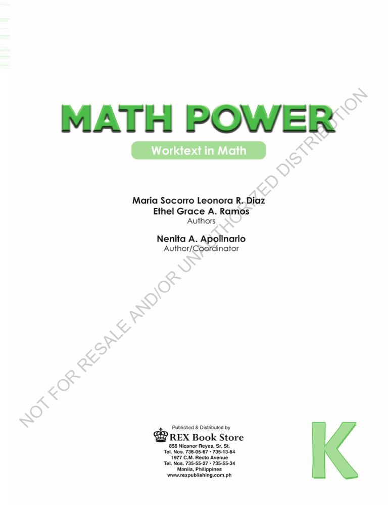 Math Power K | PDF | Subtraction | Manila