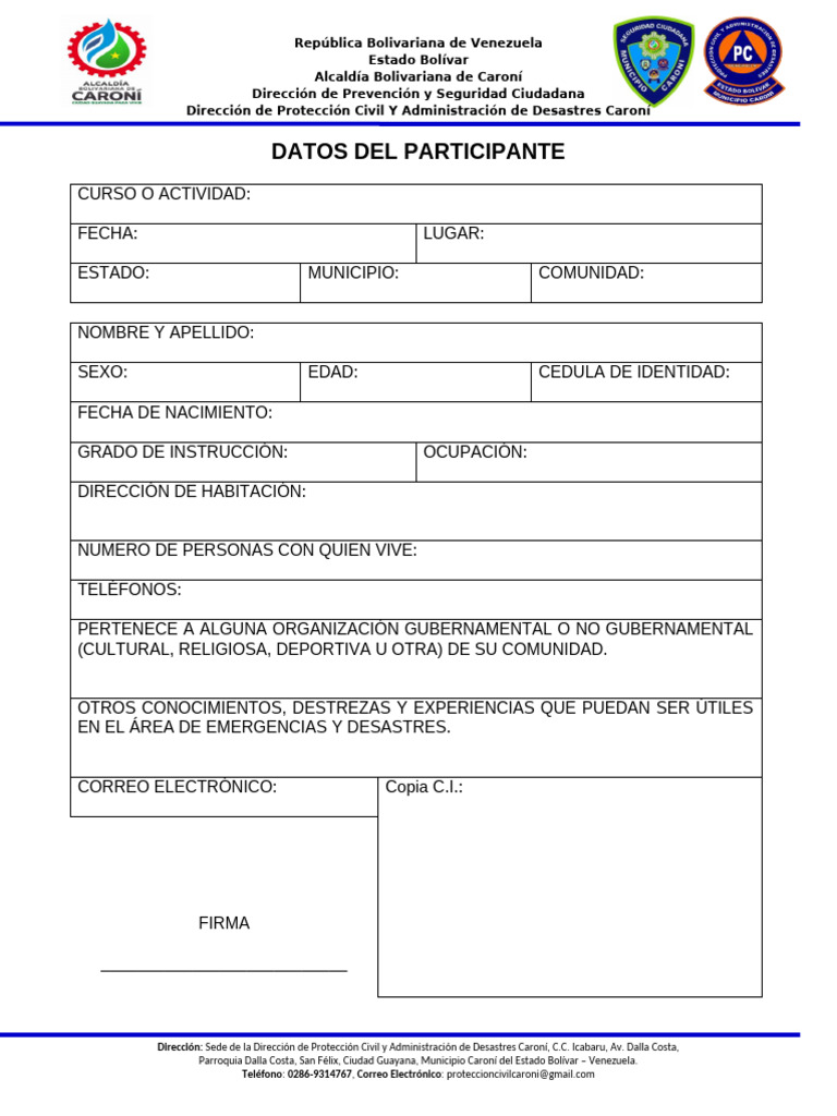 Datos Del Participante | PDF