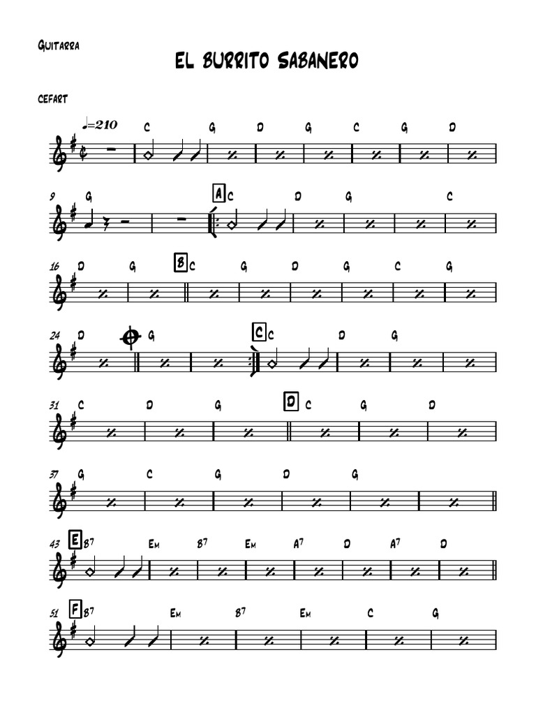 EL BURRITO SABANERO - Guitarra | PDF