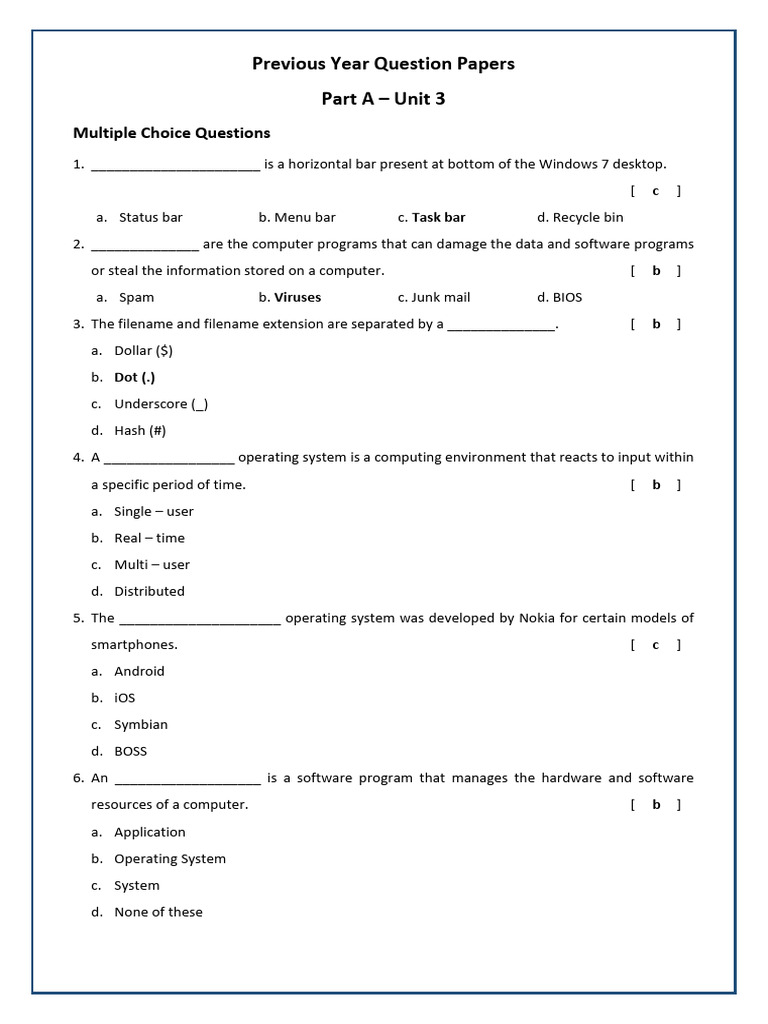 Grade 10 - Part A - Unit 3 (ICT Skills) | PDF | Operating System | File System