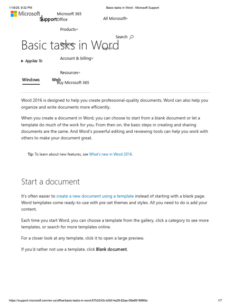 Basic Word Tasks Guide for Users | PDF | Microsoft Word | Microsoft