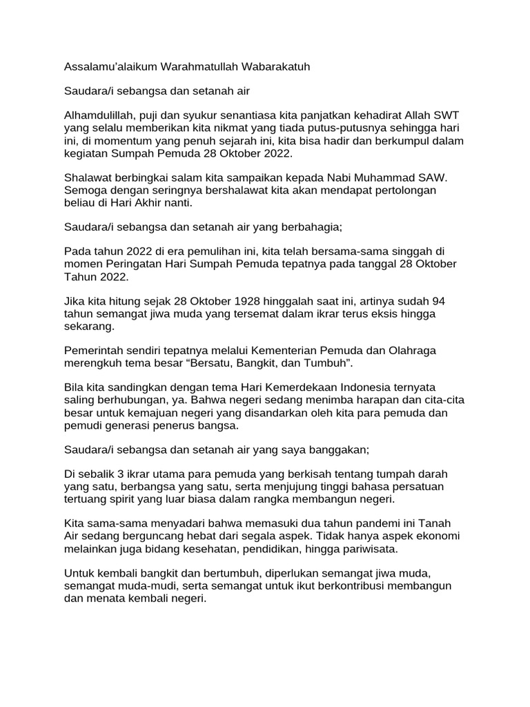 Pidato Sumpah Pemuda | PDF