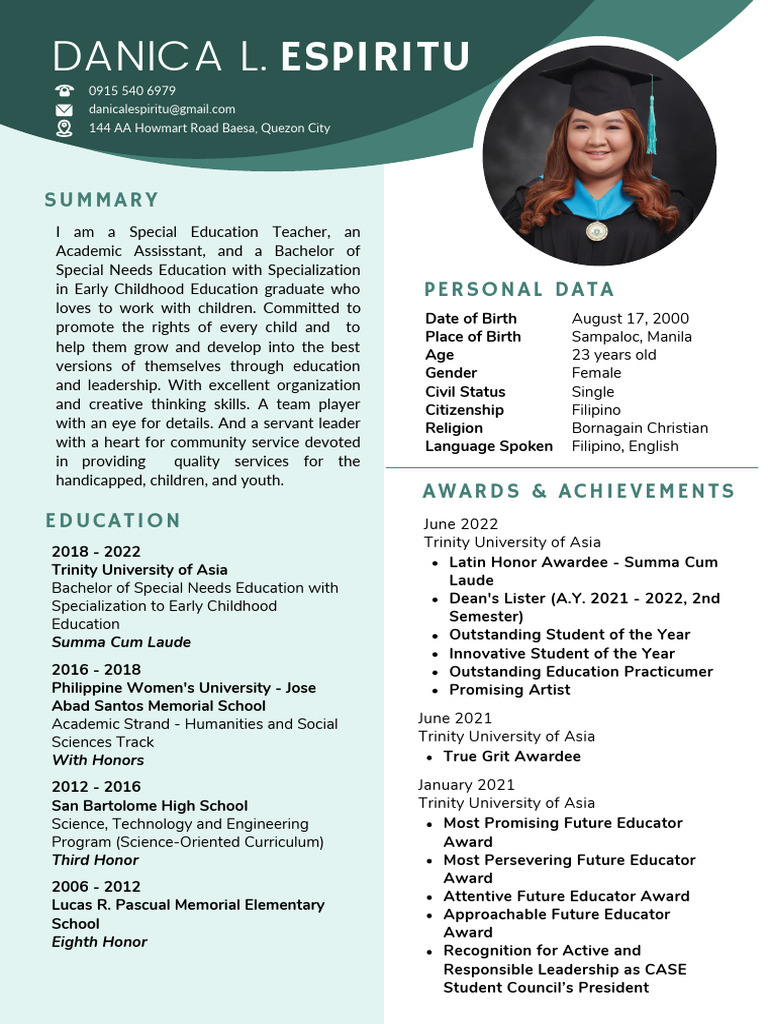 Special Education Teacher Profile | PDF | Teachers | Learning