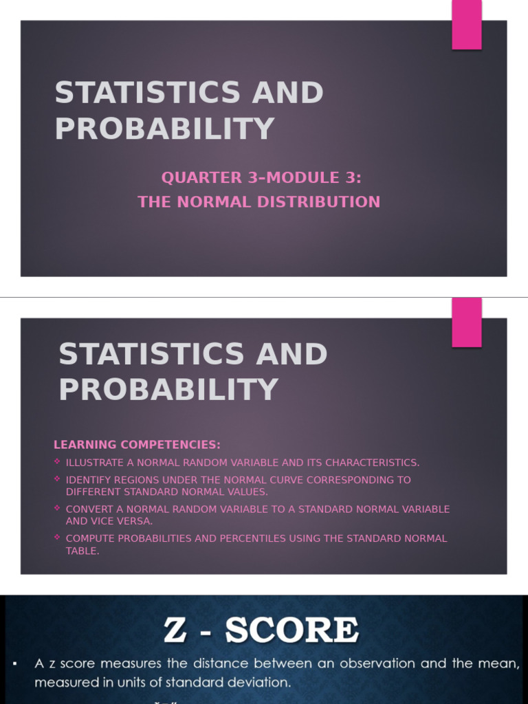 STATISTICS AND PROBABILITY Module 3.2 | PDF