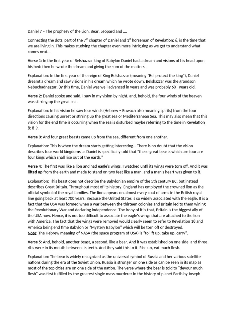 Daniel 7 | PDF | Daniel (Biblical Figure) | The Beast (Revelation)