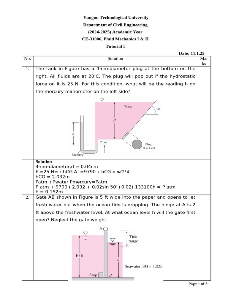 Tutorial II (Q and A | PDF | Applied And Interdisciplinary Physics | Mechanical Engineering