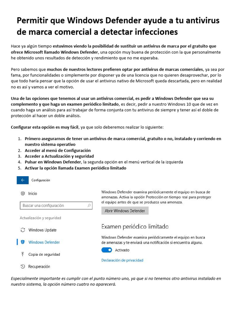 Doble Protección con Windows Defender | PDF