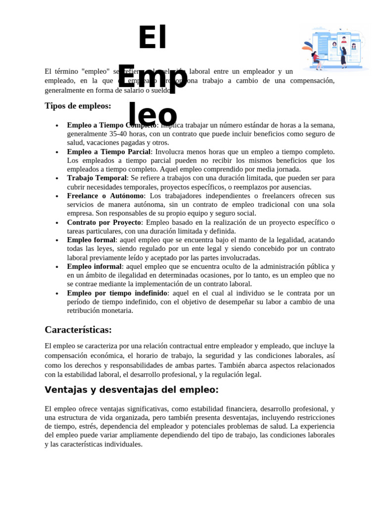 Tipos y características del empleo | PDF | Empleo | Derecho laboral