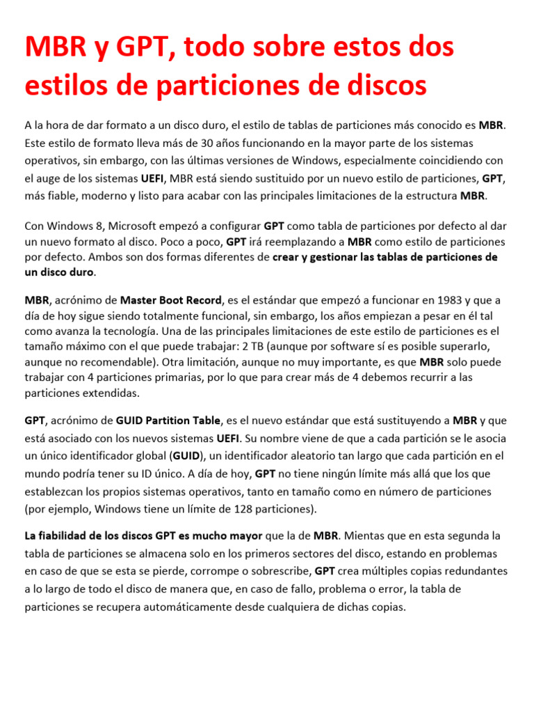 MBR y GPT | PDF | Software del sistema | Software