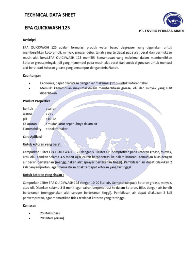 TDS Quick Wash 125 | PDF