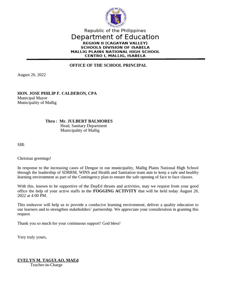 Letter - Fogging Activity | PDF