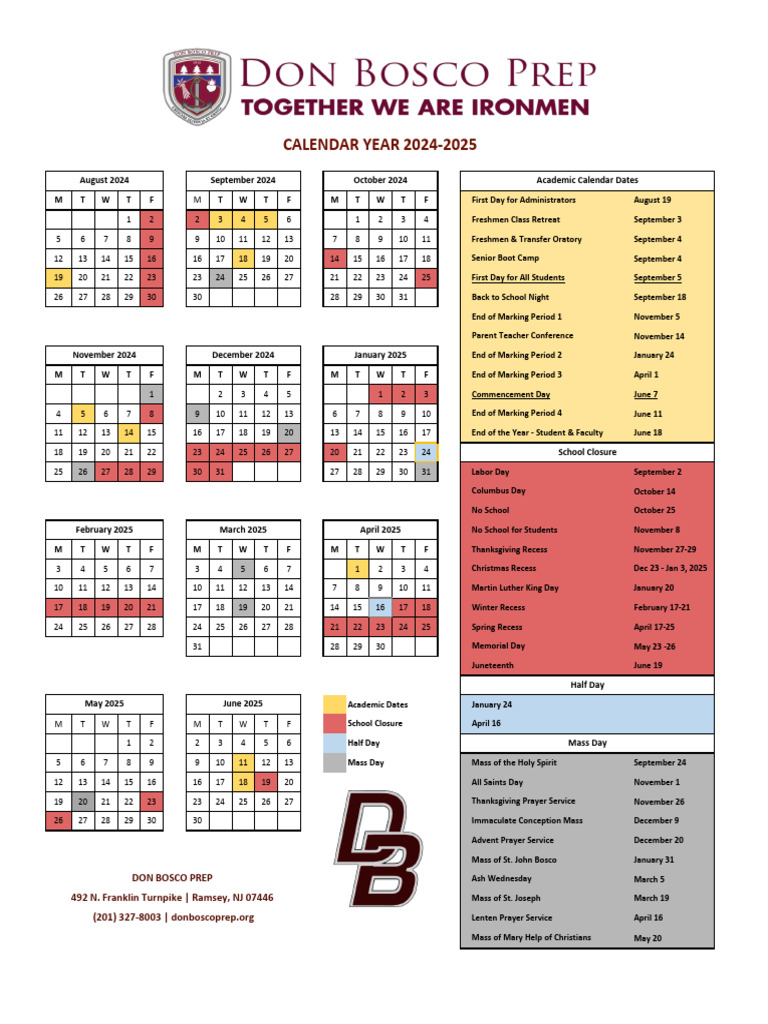 DBP 2024 2025 School Closure Calender 2 | PDF | Christian Worship And ...