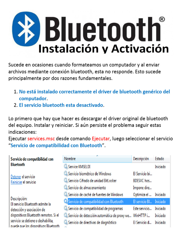 Instalación y Activación Bluetooth | PDF