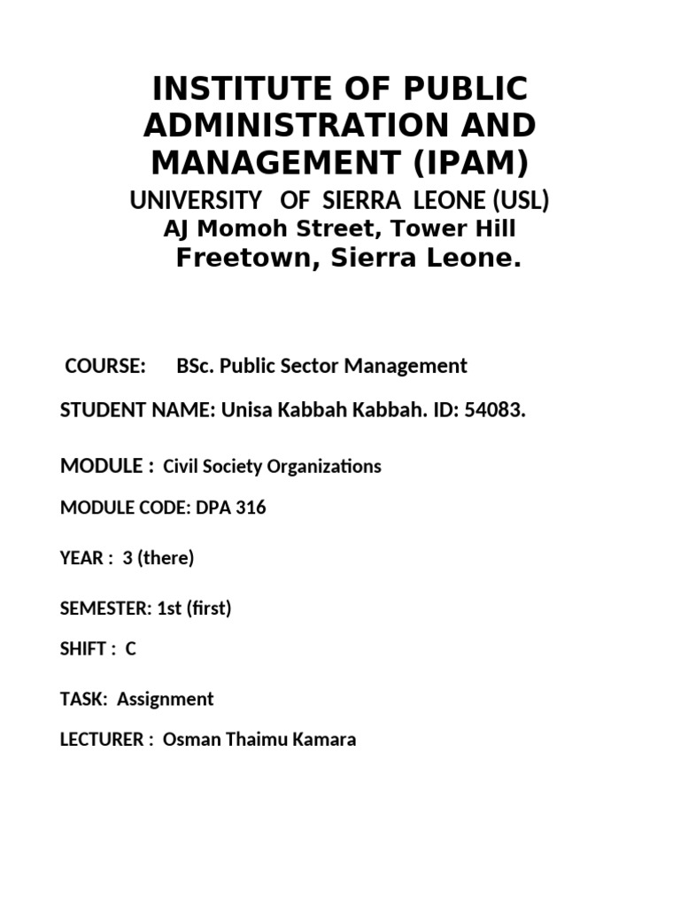 BSc Public Sector Management Assignment | PDF