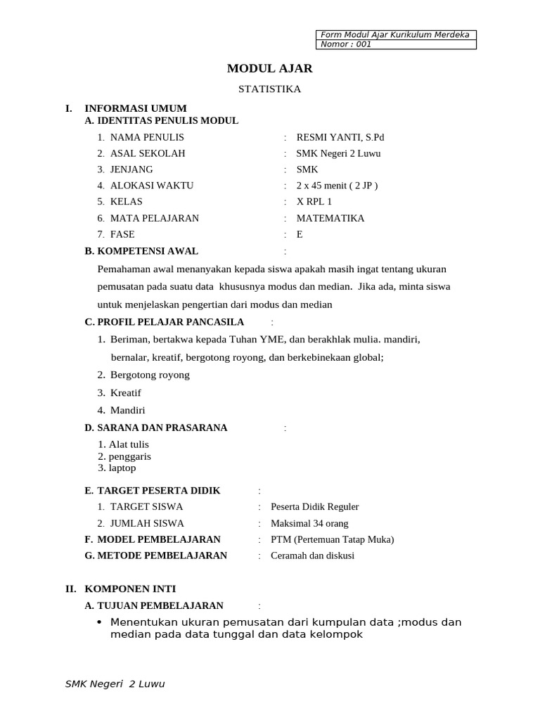 MODUL AJAR Resmi Observasi | PDF