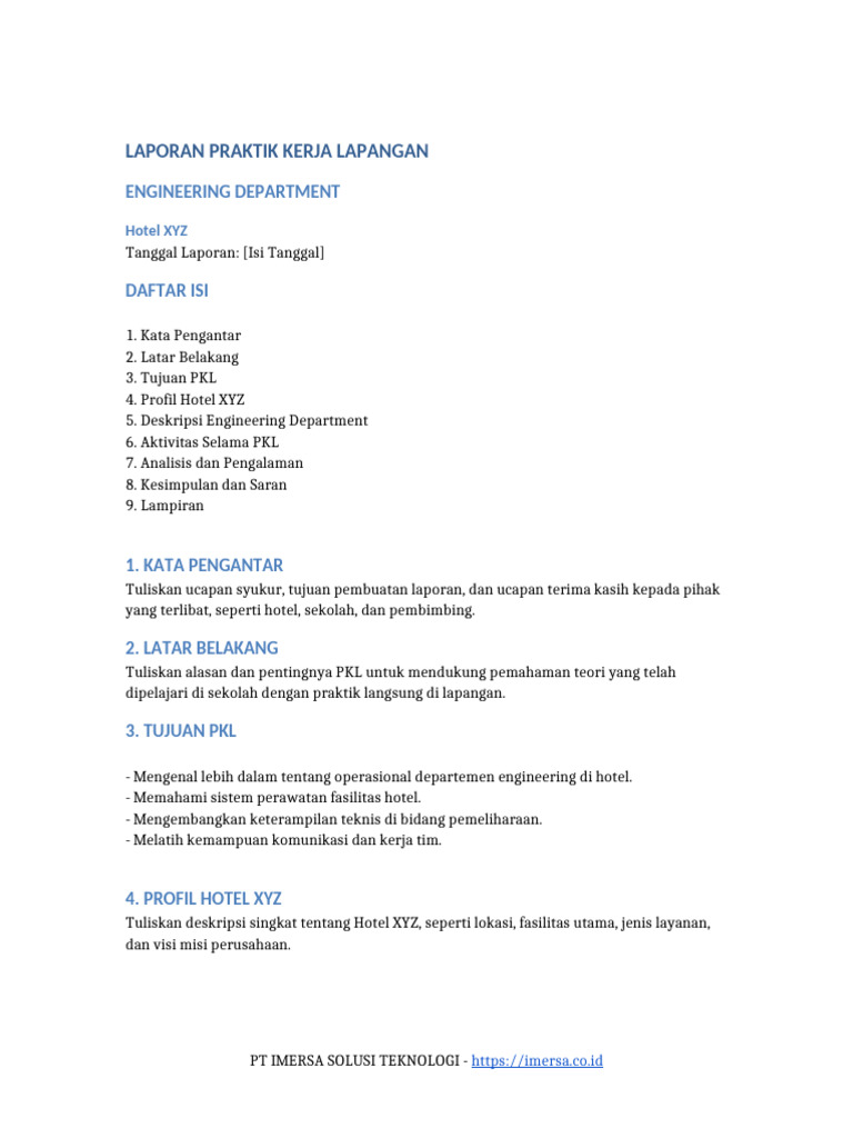Laporan PKL Engineering Hotel | PDF