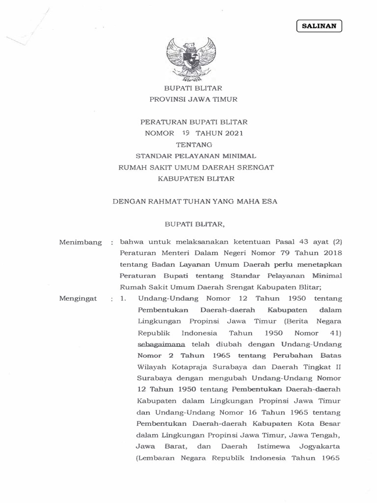 Perbup Nomor 19 Tahun 2021 | PDF