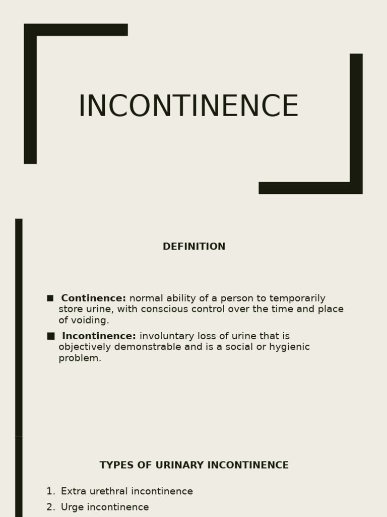 Types and Management of Urinary Incontinence | PDF | Urinary ...