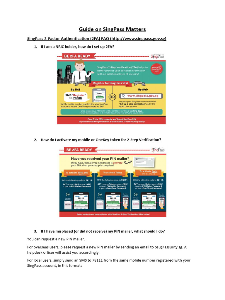 SingPass 2FA Setup and Support FAQ | PDF | Personal Identification ...