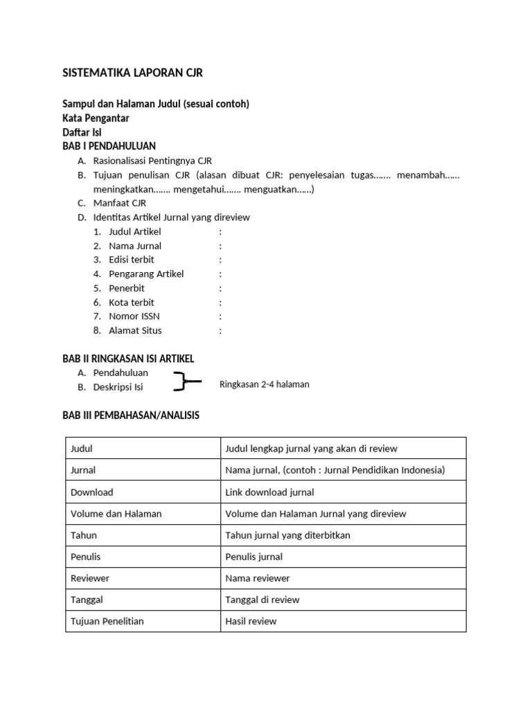 SISTEMATIKA LAPORAN CJR (1) (1) | PDF