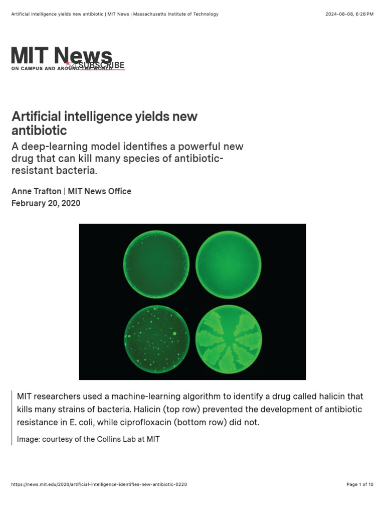 Artificial Intelligence Yields New Antibiotic - MIT News - Massachusetts Institute of Technology ...