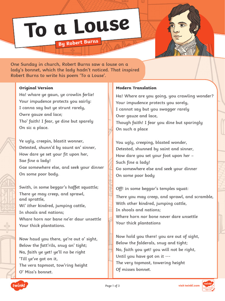 Robert Burns' Poem "To a Louse" Analysis | PDF | Lexicography | Lexicology