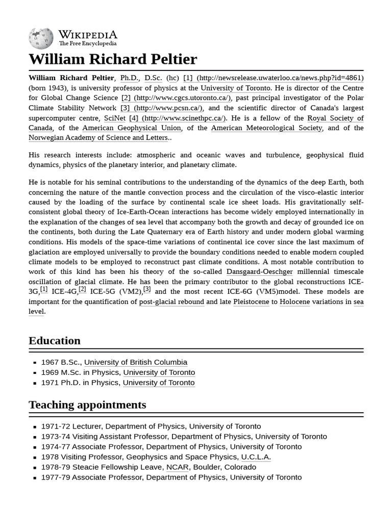 William_Richard_Peltier | PDF | Earth Sciences | Physical Geography