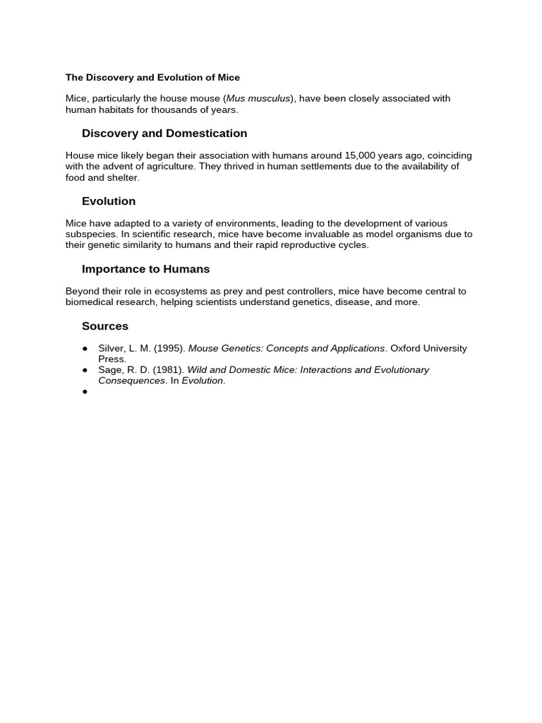 The Discovery and Evolution of Mice | PDF