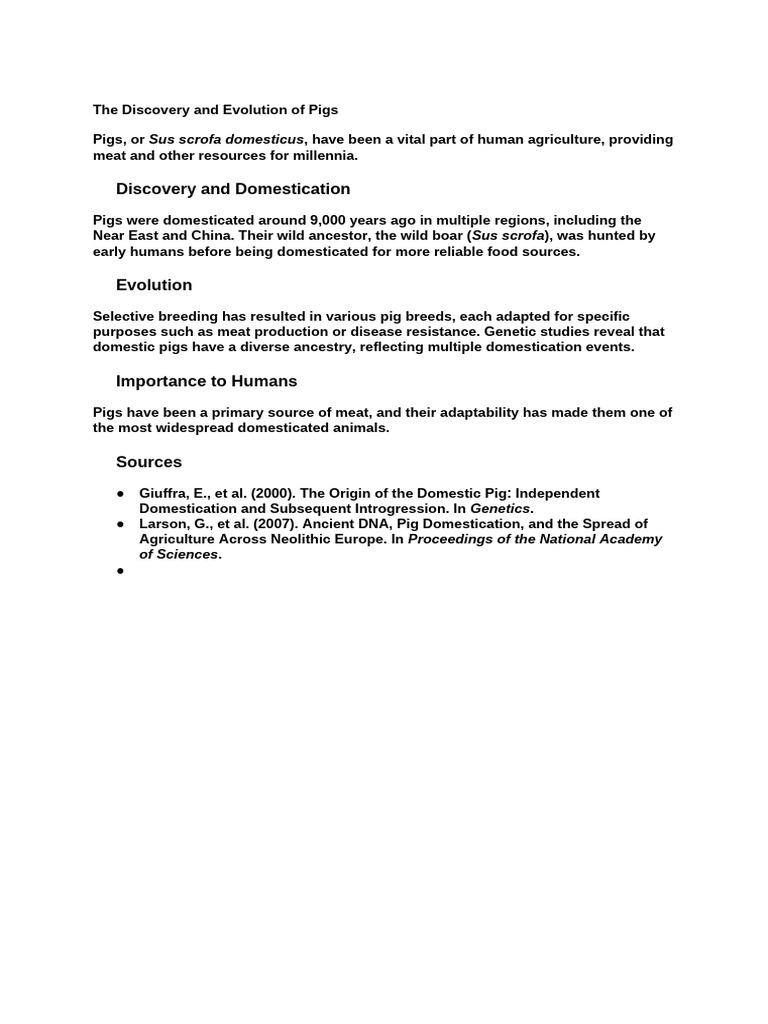 The Discovery and Evolution of Pigs | PDF