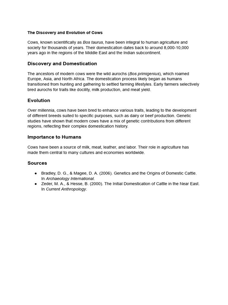 The Discovery and Evolution of Cows | PDF