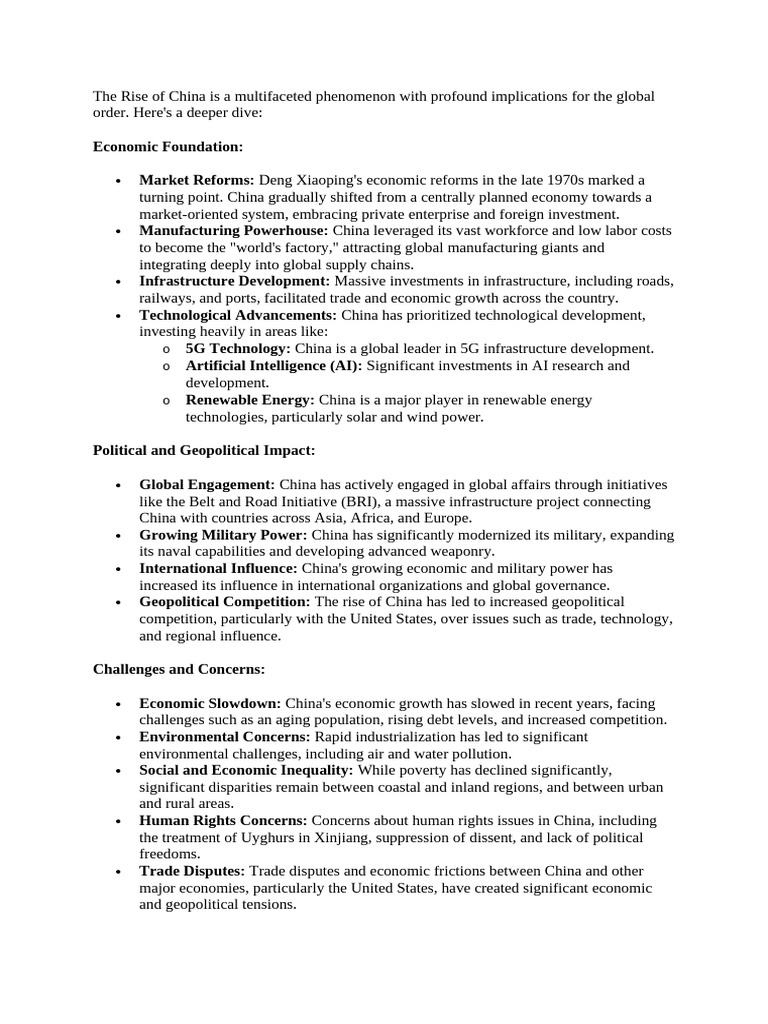 The Rise of China Is A Multifaceted Phenomenon With Profound Implications For The Global Order ...