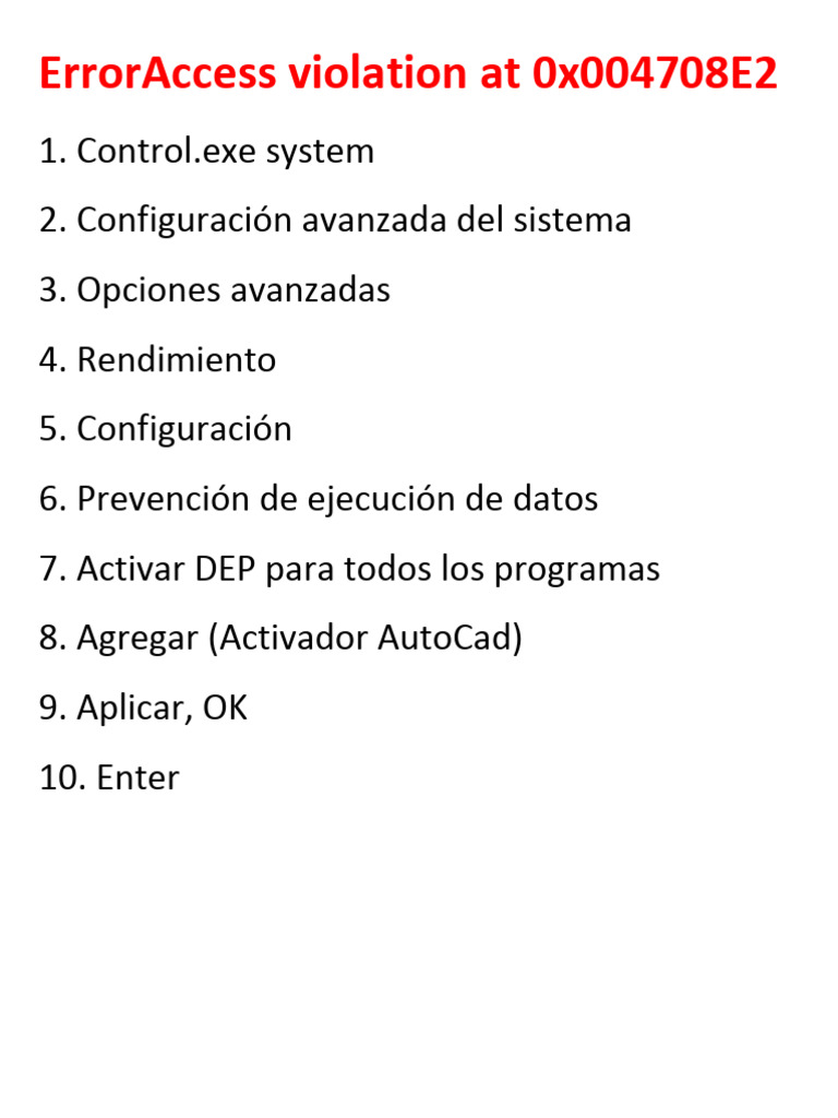 Solución Error Access Violation | PDF