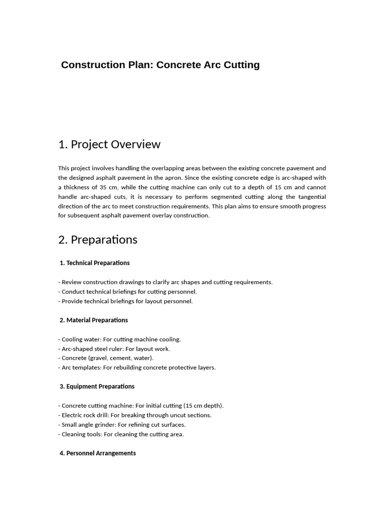 Construction Plan - Concrete Arc Cutting | PDF | Concrete | Road Surface