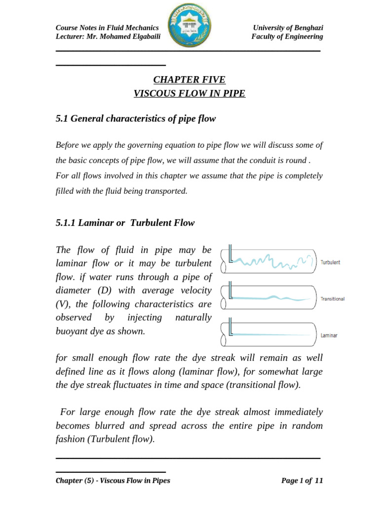 ME350 Chapter 5 | PDF | Fluid Dynamics | Reynolds Number