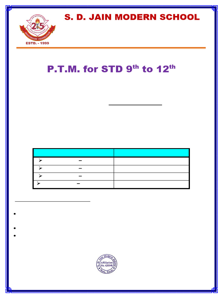 PTM Notice for Grades 9-12 at SDJMS | PDF