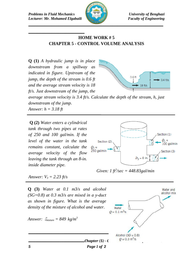 Home Work - 5 - Me305 | PDF | Pressure | Force