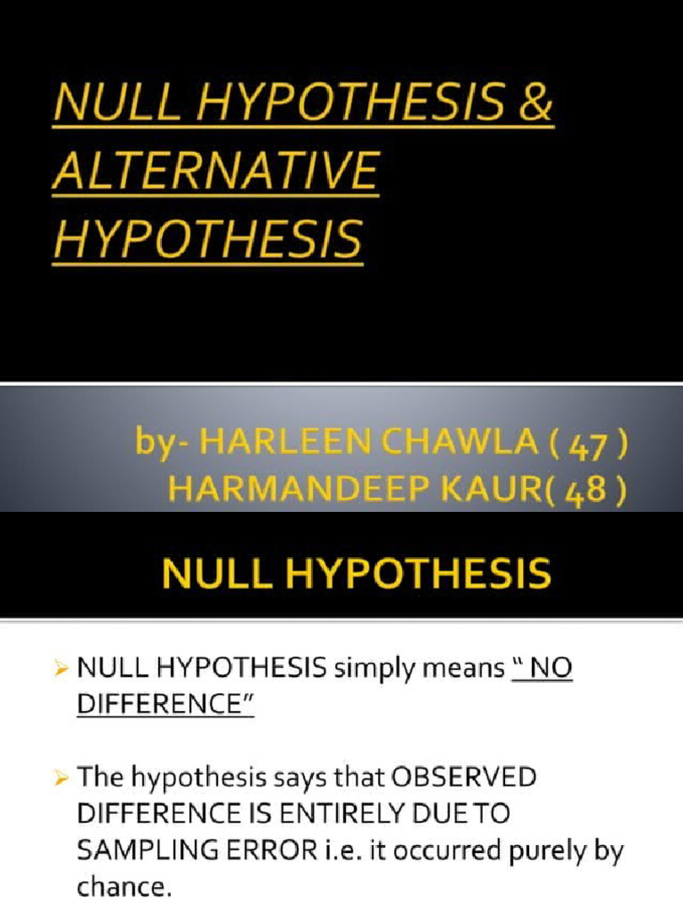 Null and Alternative Hypothesis | PDF